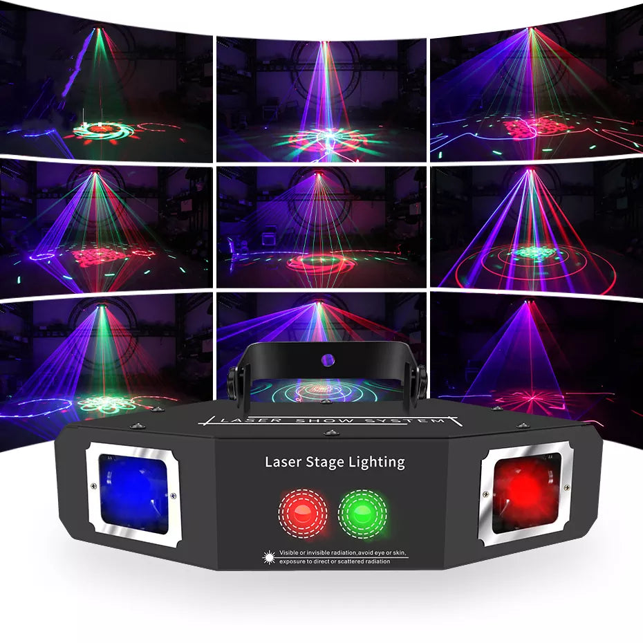 RGB DJ Disco Laser Beam Scanner 16 Laser Patterns Projector 2 I